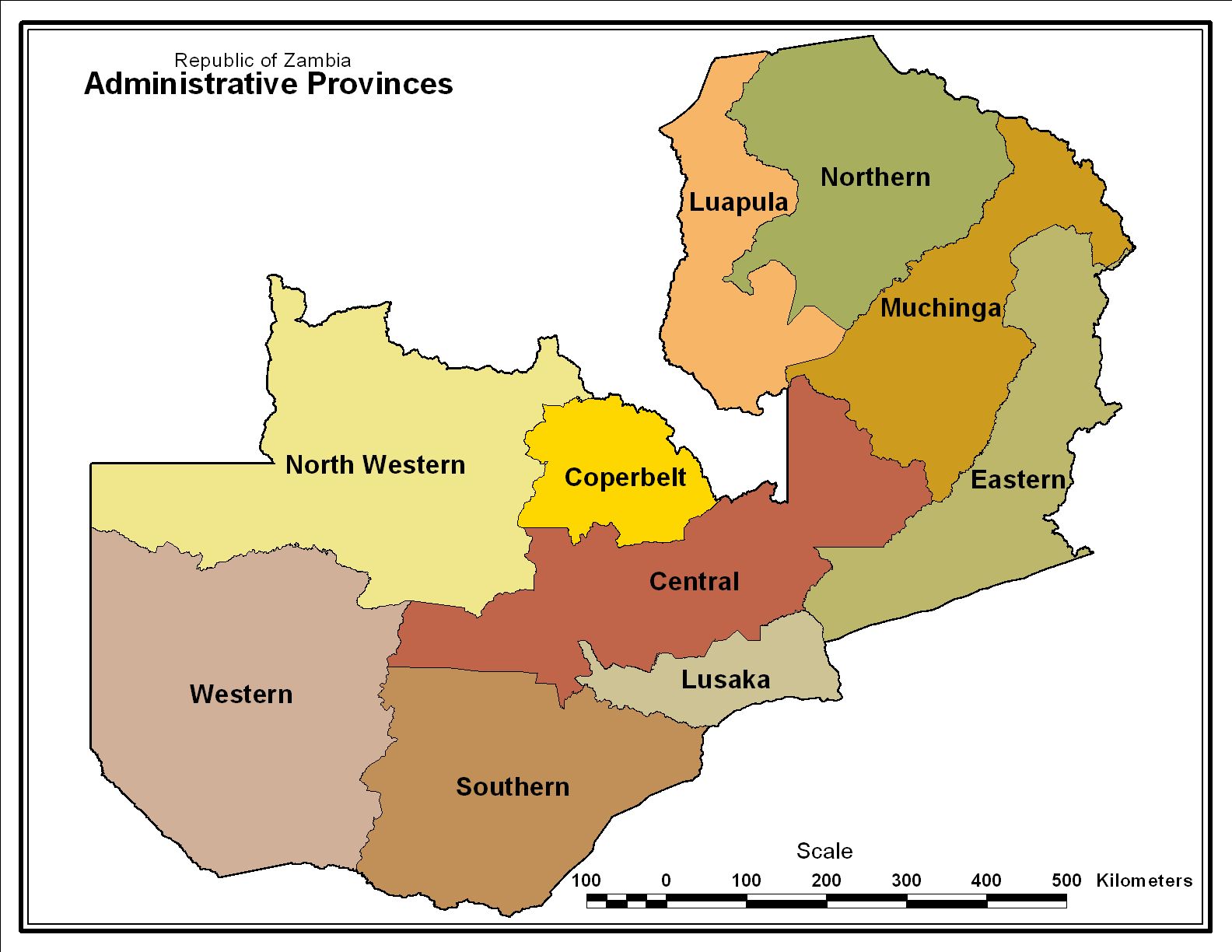 Administrative Provinces – Zambian Maps And Places